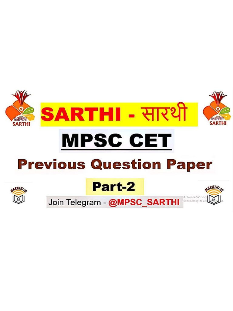 Sarthi Mpsc-Cet Question Paper (Part 2) | PDF