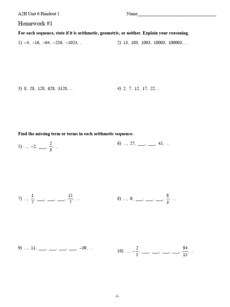 Unit 6 Handout 1 HW Answer Key | PDF | Arithmetic | Calculus