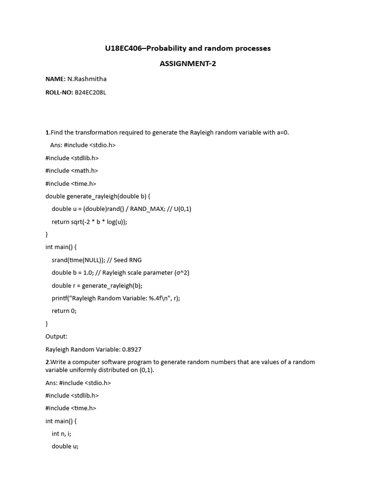 B23ec208l Prp Assignment 2 Pdf Random Variable Parameter