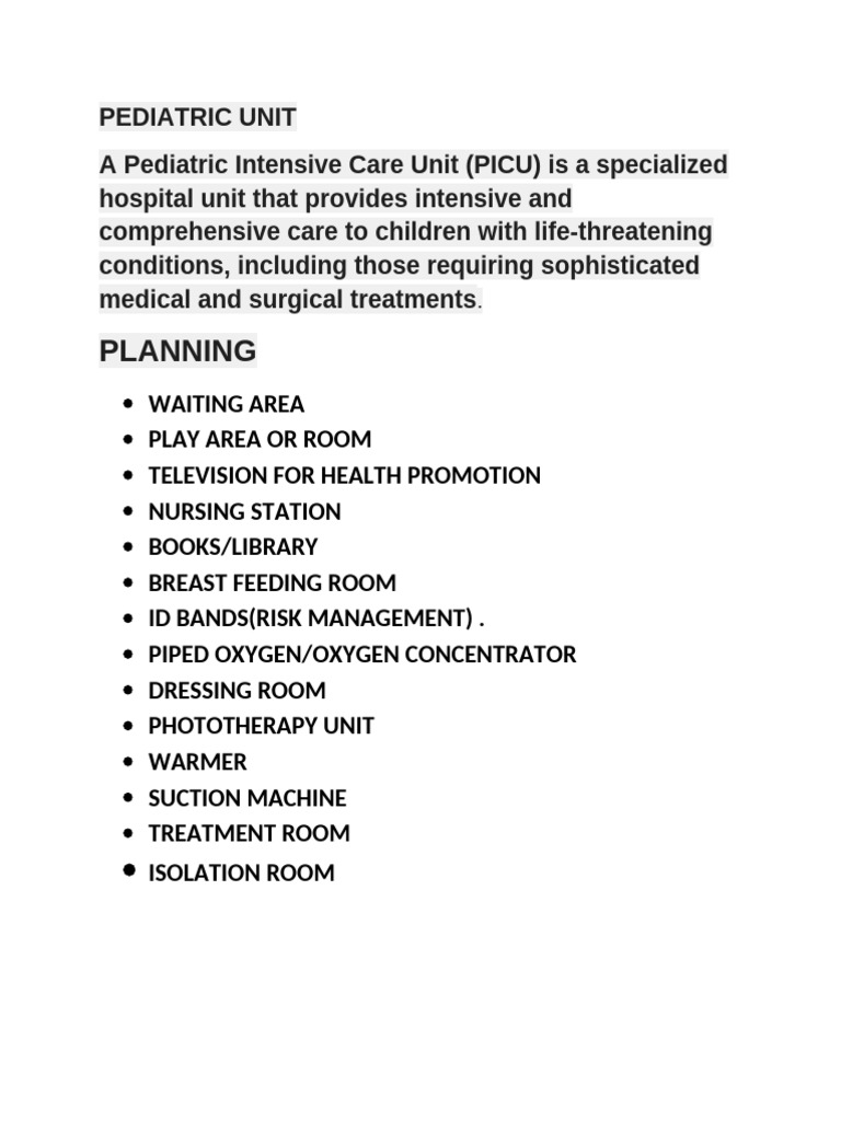 Pediatric Unit | PDF