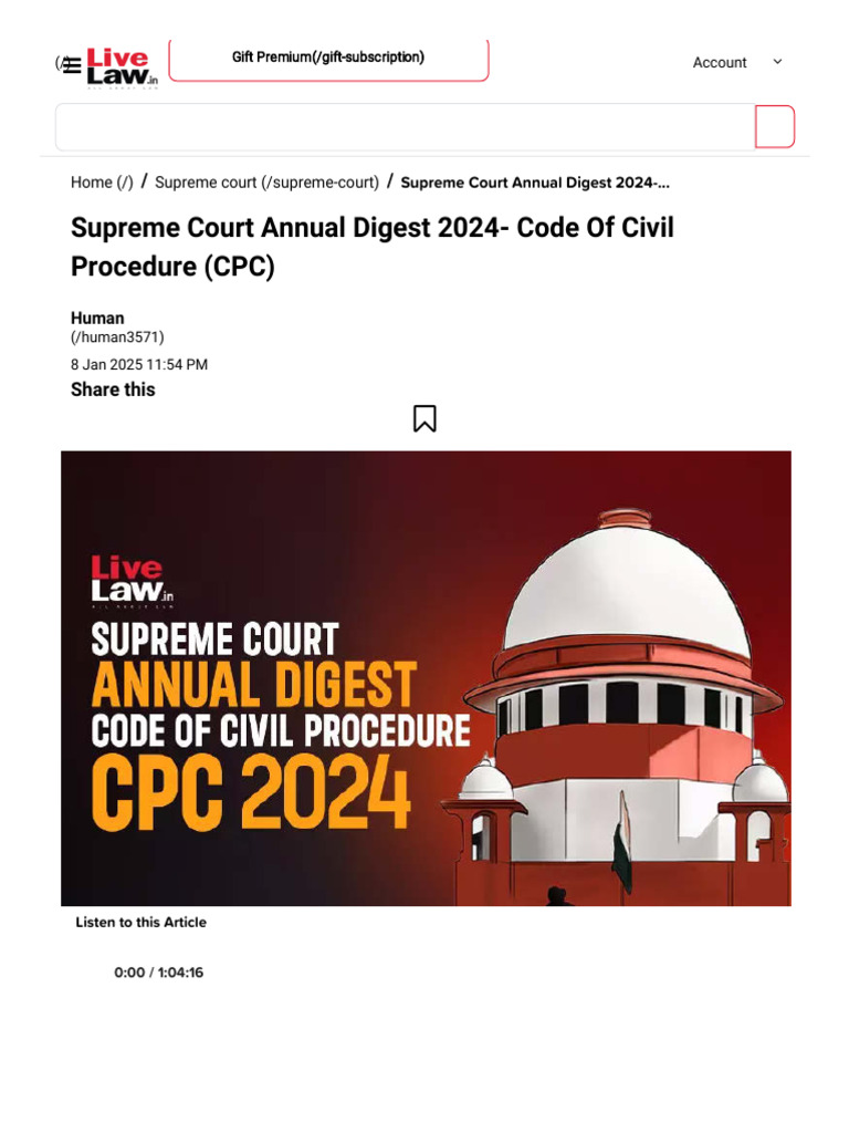 Supreme Court Digest 2024: CPC Insights | PDF | Lawsuit | Res Judicata