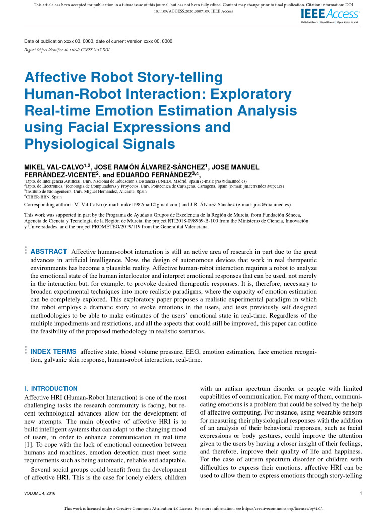 Affective Robot Story-Telling Human-Robot Interaction | PDF | Affect ...