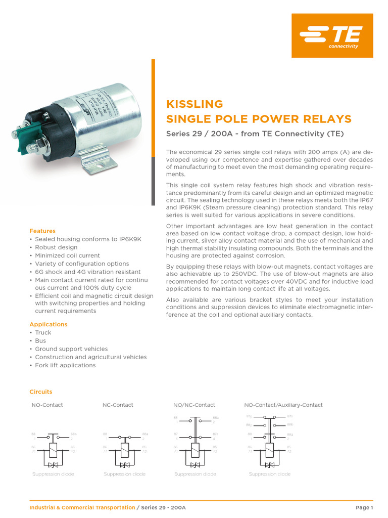 Mag Relay 200A Cont - 400A 20sec | PDF | Relay | Inductor