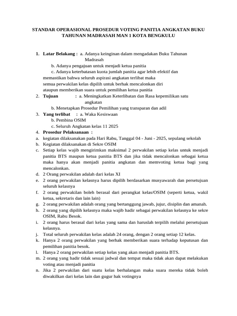 Sop Voting Panitia | PDF