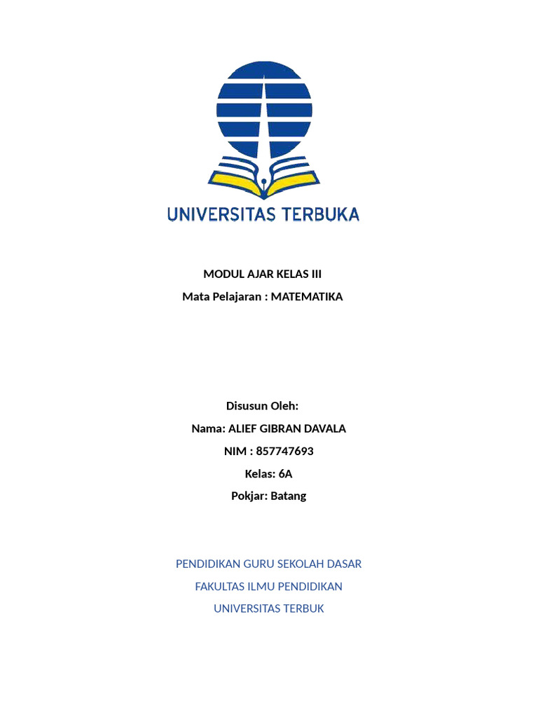 Modul Ajar Matematika Kelas II: Waktu | PDF