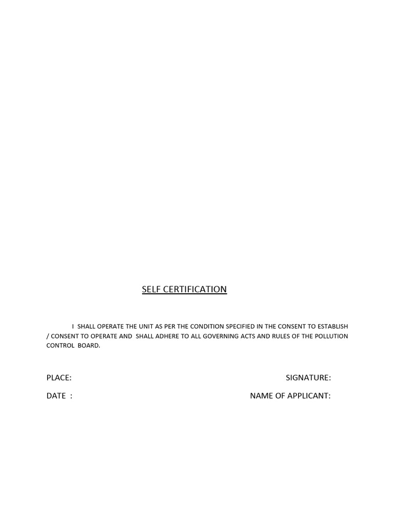 Self Certification | PDF