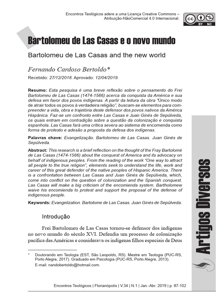 1 Bartolomeu de Las Casas e o Novo Mundo | PDF | Lei Natural | Fé