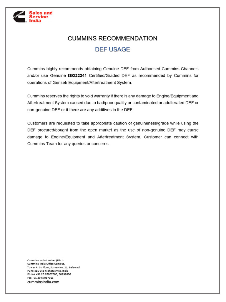 DEF Usage Recommendation | PDF
