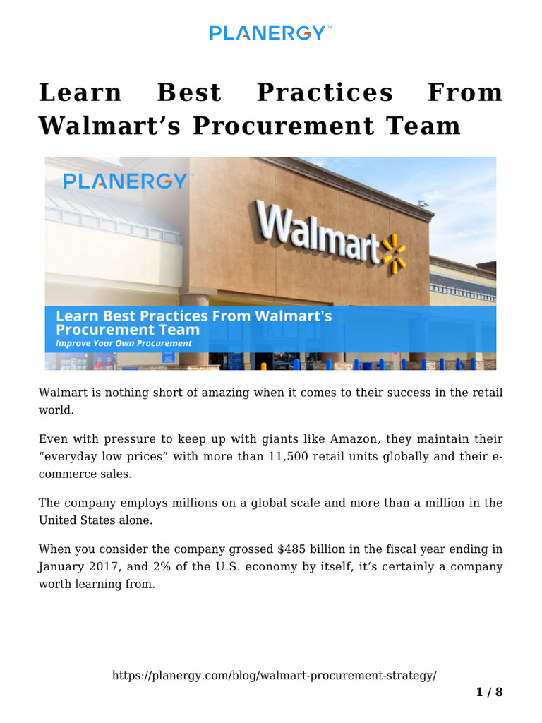 Walmart Procurement Strategy | PDF | Walmart | Procurement