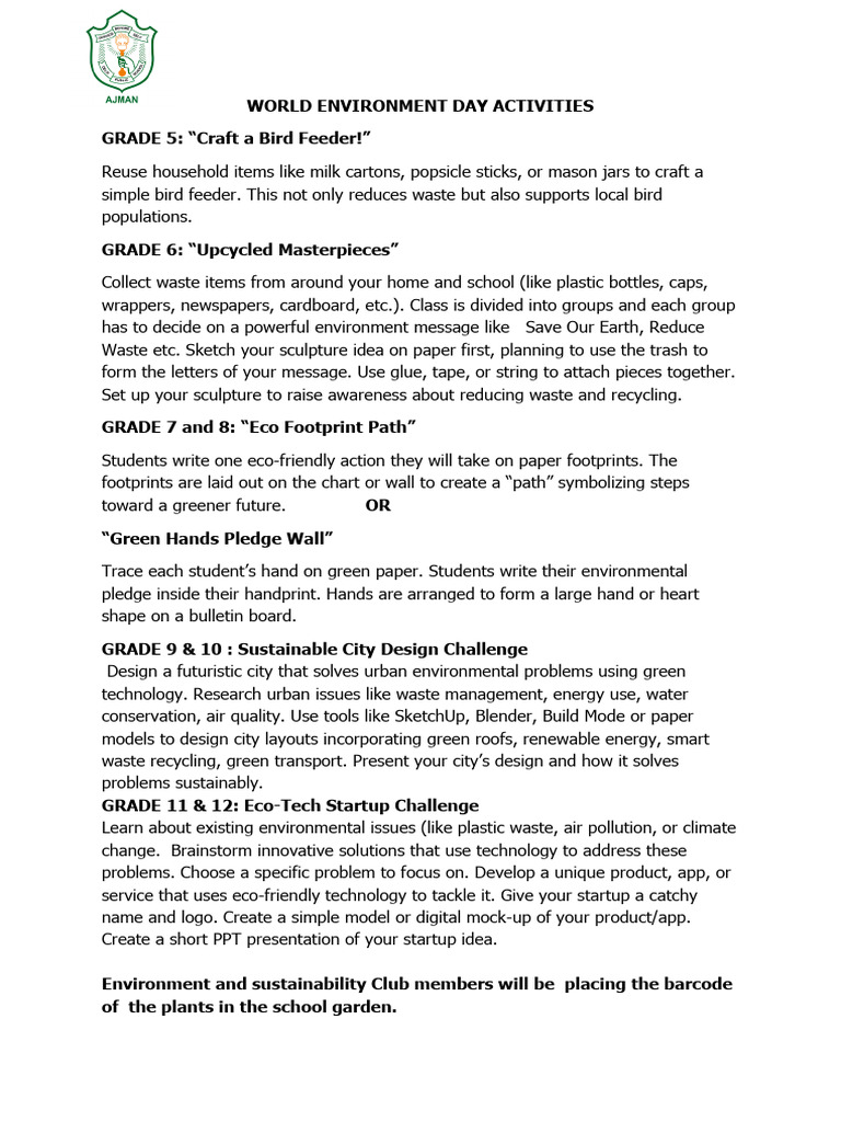 World Environment Day Activities | PDF