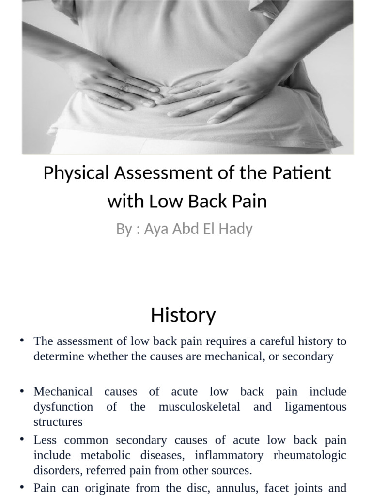 Physical Assessment of The Patient With Low Back | PDF | Vertebral ...