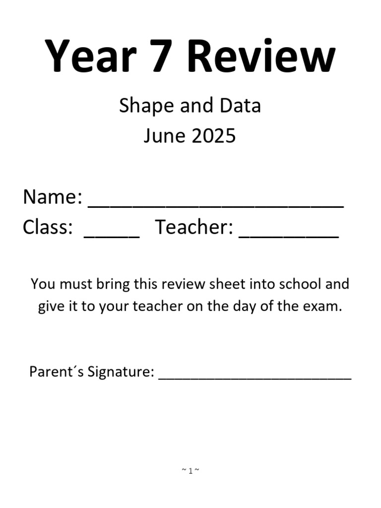 Y7 Term 3 Shape and Data Review 2025 | PDF | Area | Rectangle