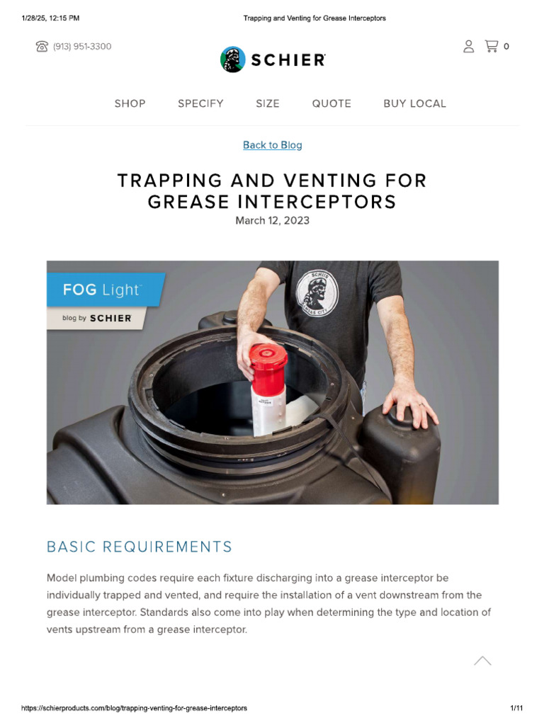 Trapping and Venting For Grease Interceptors | PDF