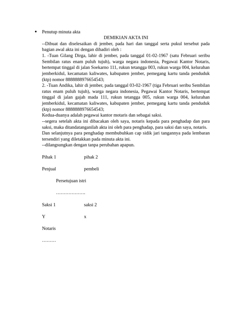 Penutup Minuta Akta | PDF