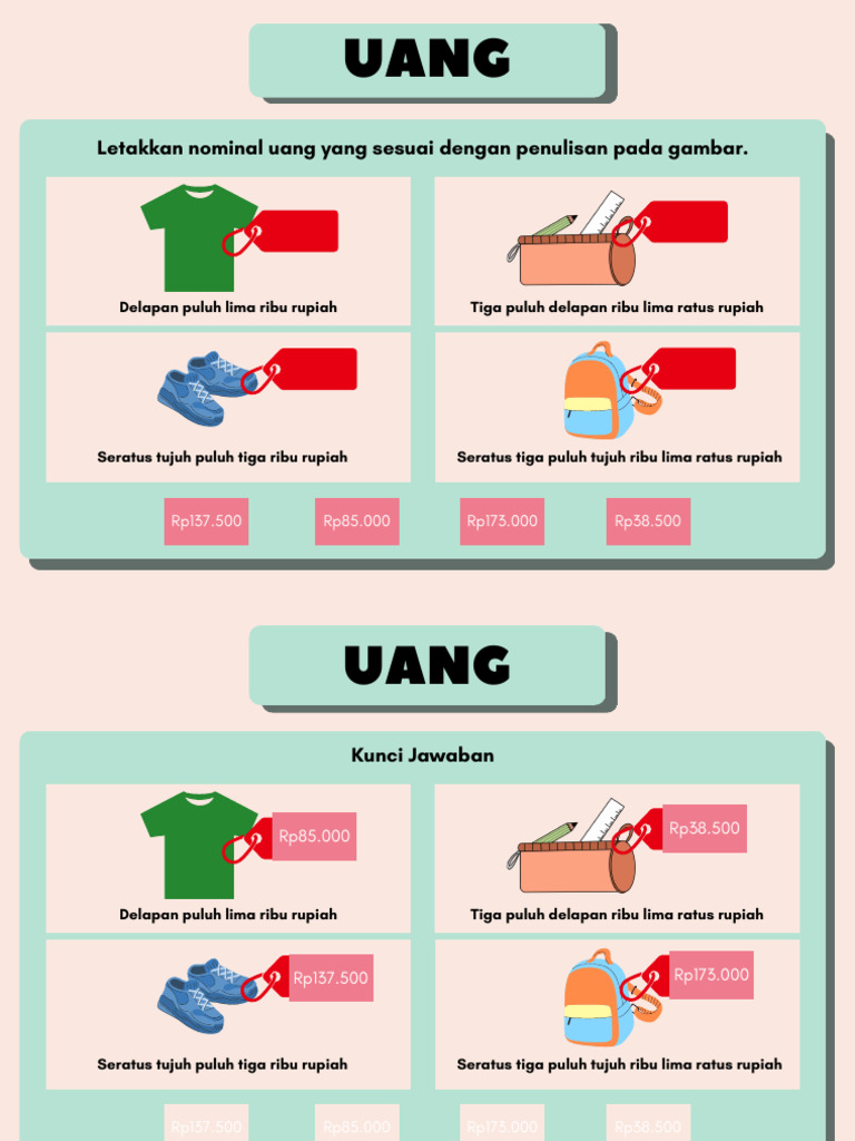 Lembar Kerja Lat Angka Dan Nilai Uang | PDF