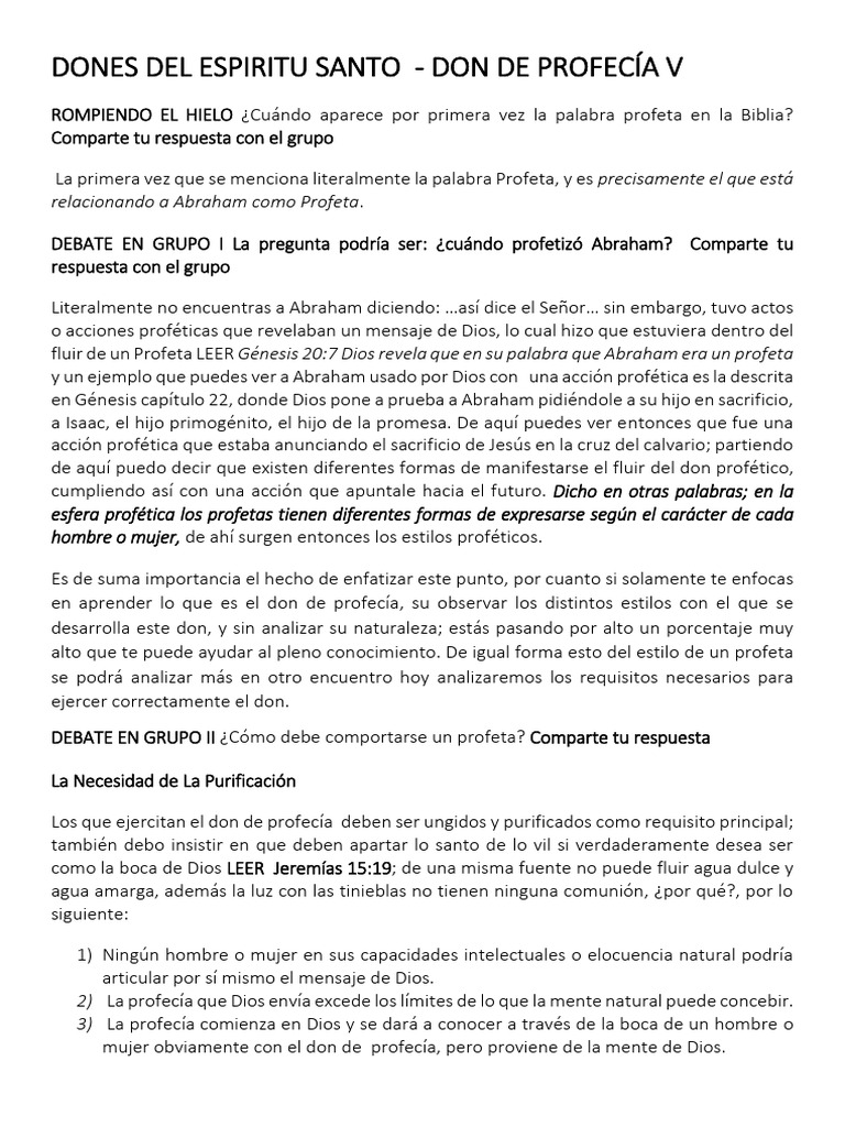 Dones Del Espiritu Santo Don de Profecia V | PDF | Profecía | Abrahán