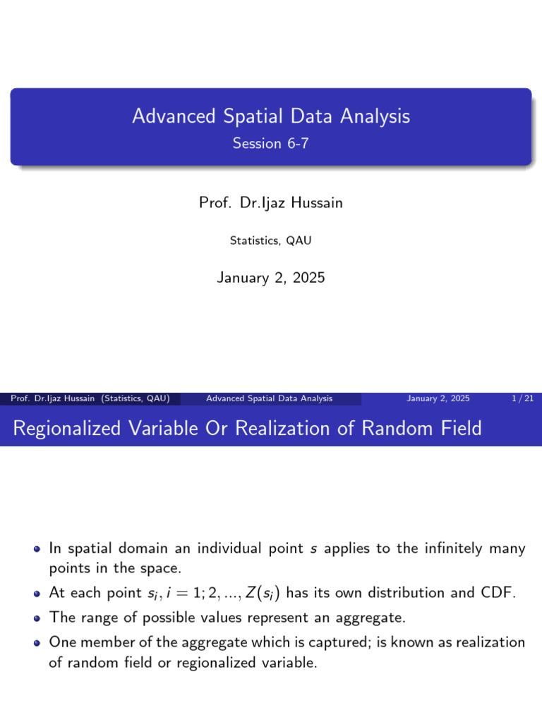 Advanced Spatial Data Analysis Techniques | PDF | Stationary Process ...