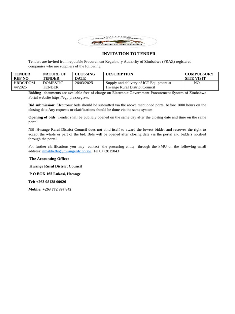 Tender Advert ICT Requirements2025 1 | PDF