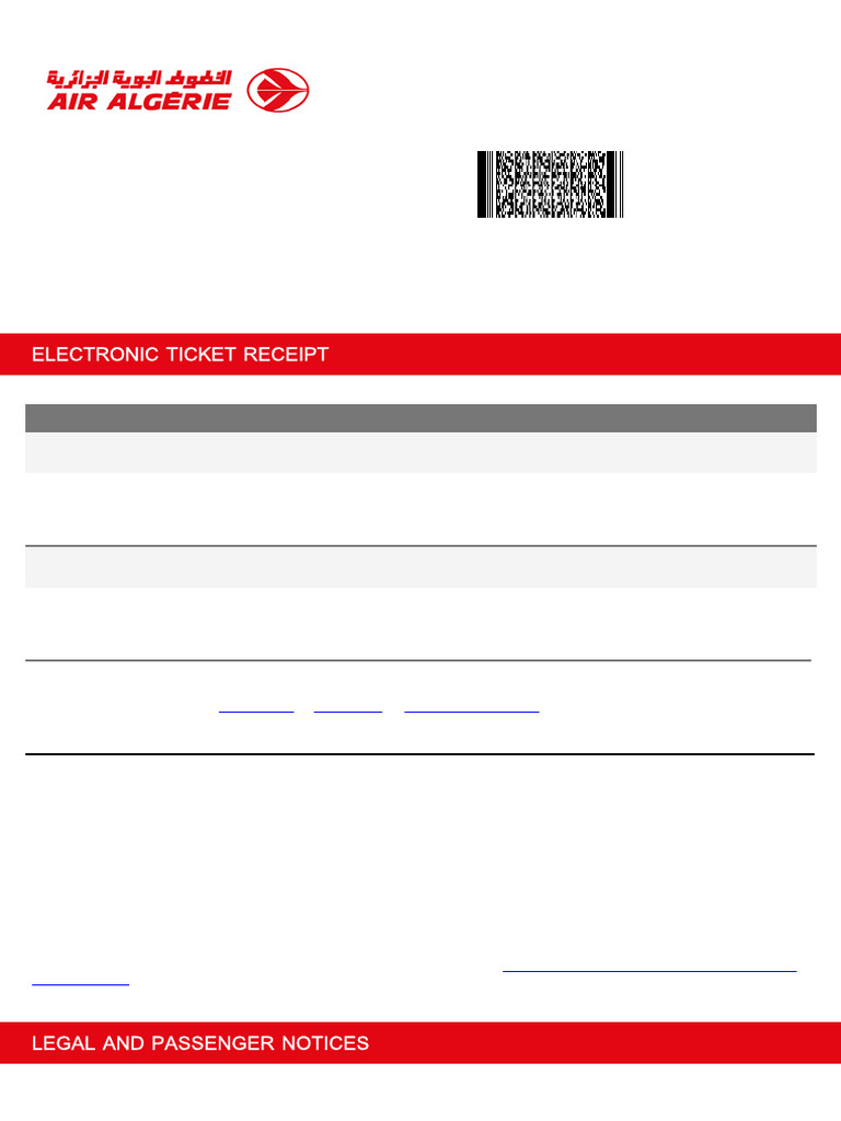 Air Algerie Confirmation Moussa Boulmenadjel Painck | PDF