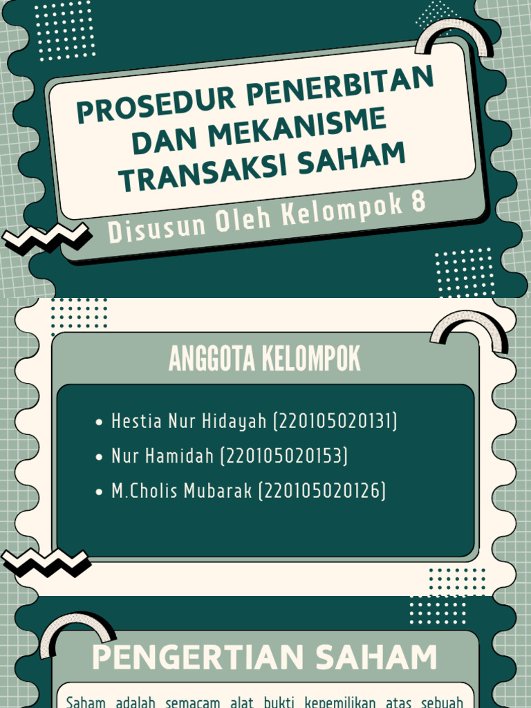 Prosedur Penerbitan Dan Mekanisme Transaksi Saham Kelompok 8 | PDF