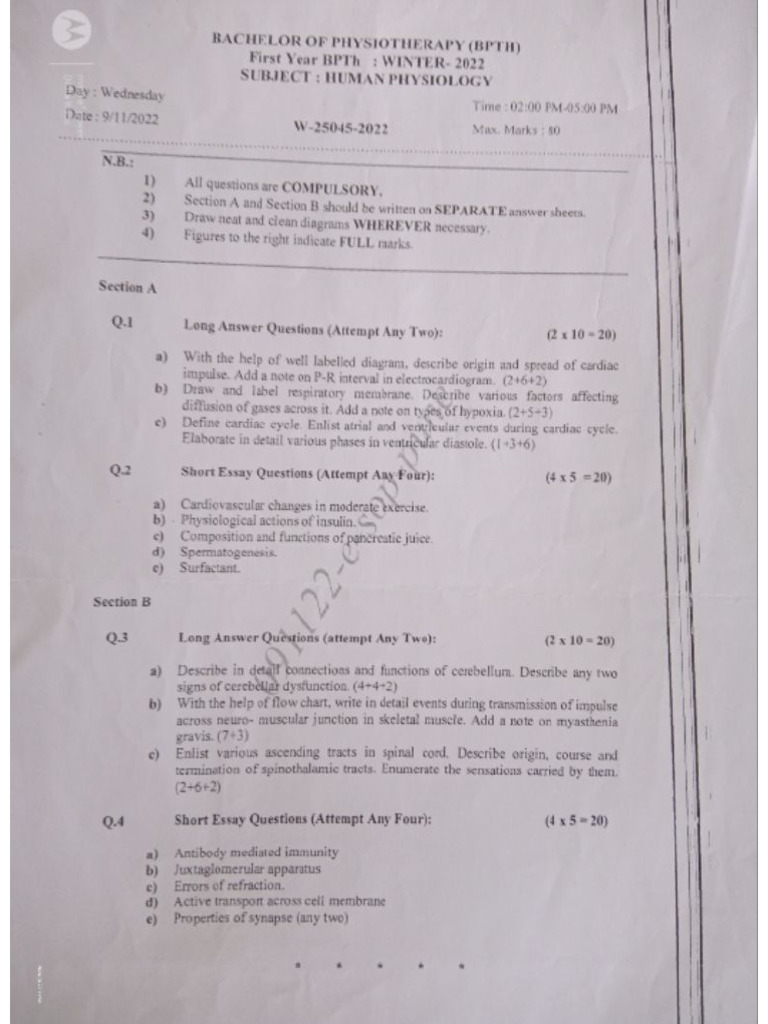 Physiology PYQs | PDF