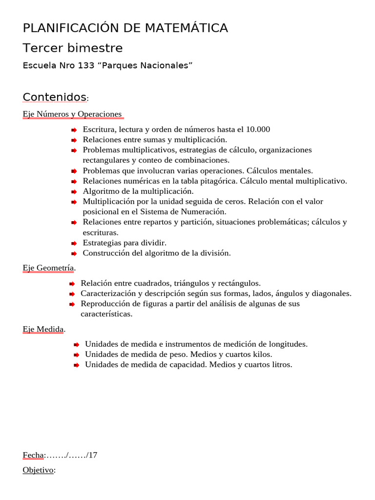 PLANIFICACIÓN DE MATEMÁTICA 3er Bimestre | PDF | Rectángulo | Matemáticas
