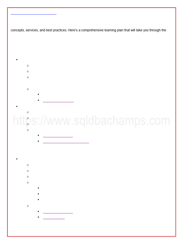 7 Days Learning Plan For AWS Cloud Database Administration | PDF ...