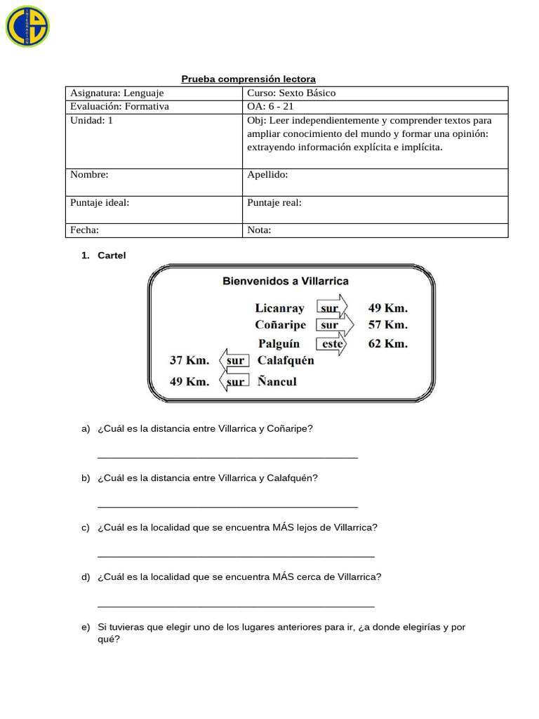 Prueba 6to Martes 27 Pdf