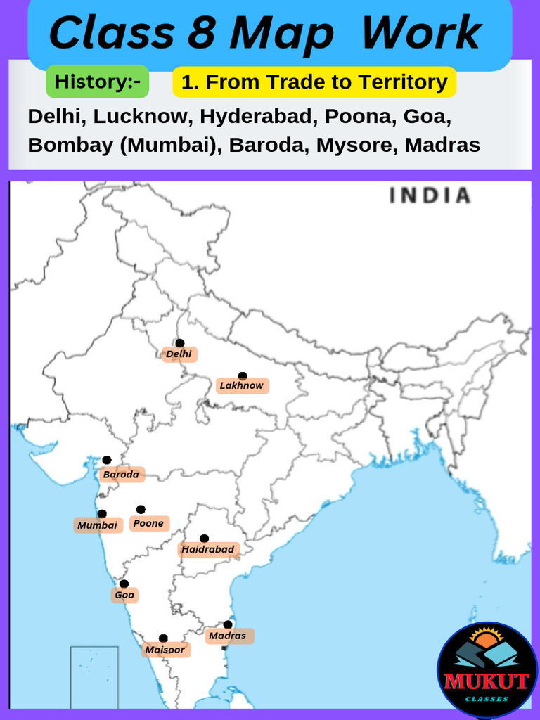 Class 8 Map Work: Key Historical Sites | PDF