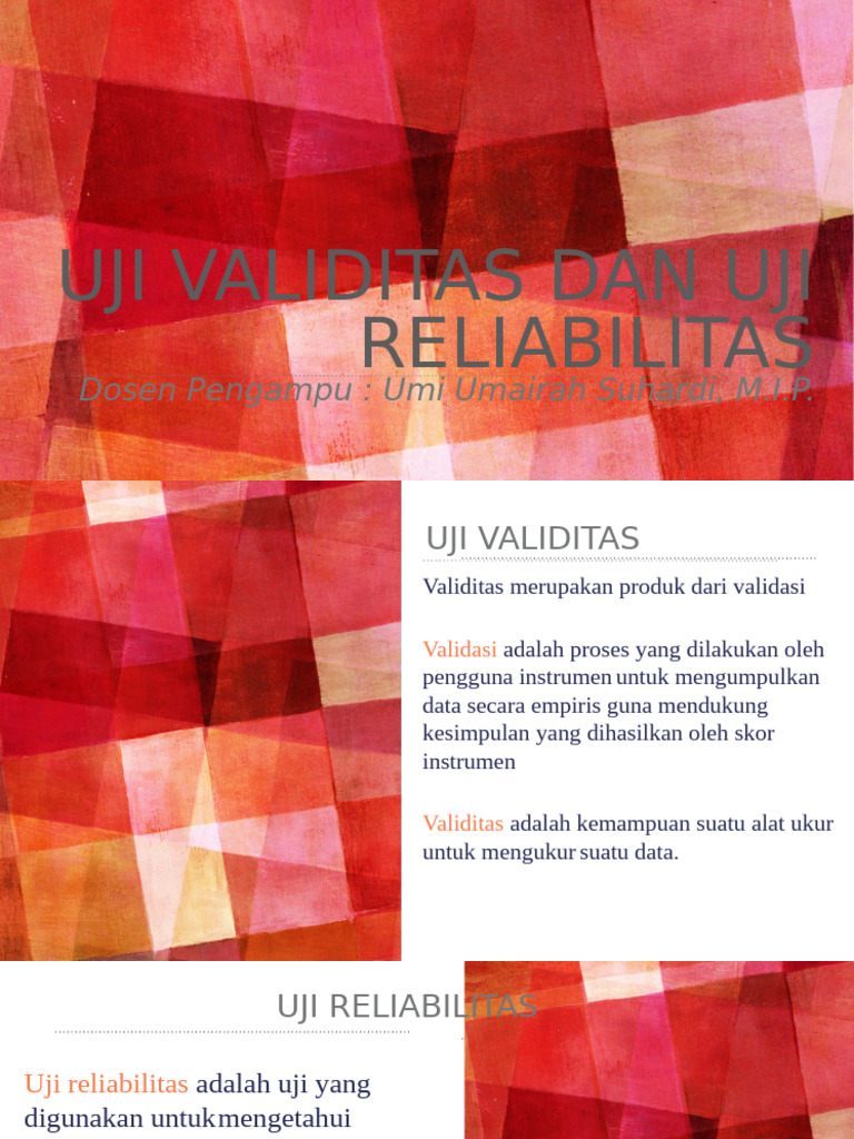 Uji Validitas Dan Reliabilitas | PDF