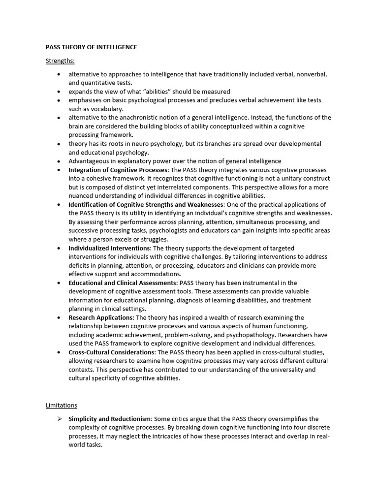 Critical Analysis of Intelligence Theories | PDF | Intelligence ...