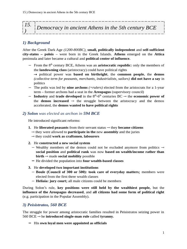 15 - Democracy in Ancient Athens | PDF | Classical Greece | Ancient Athens