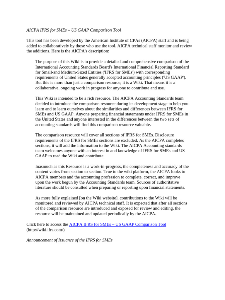 AICPA IFRS for SMEs vs US GAAP Guide | PDF | Fair Value | Income Statement