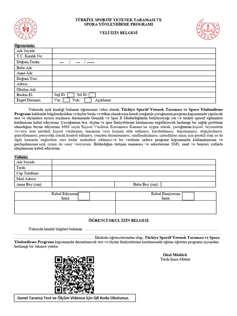 Veli Izin Formu 2025 | PDF