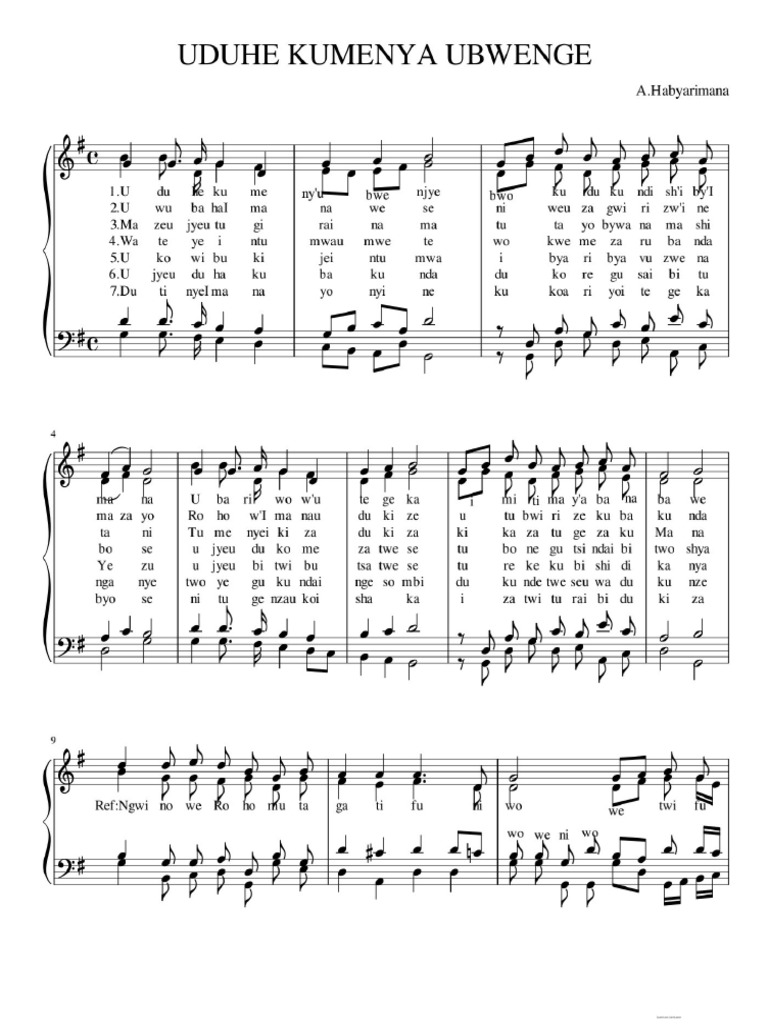 UDUHE KUMENYA UBWENGE (Harm. A. Habyarimana) | PDF