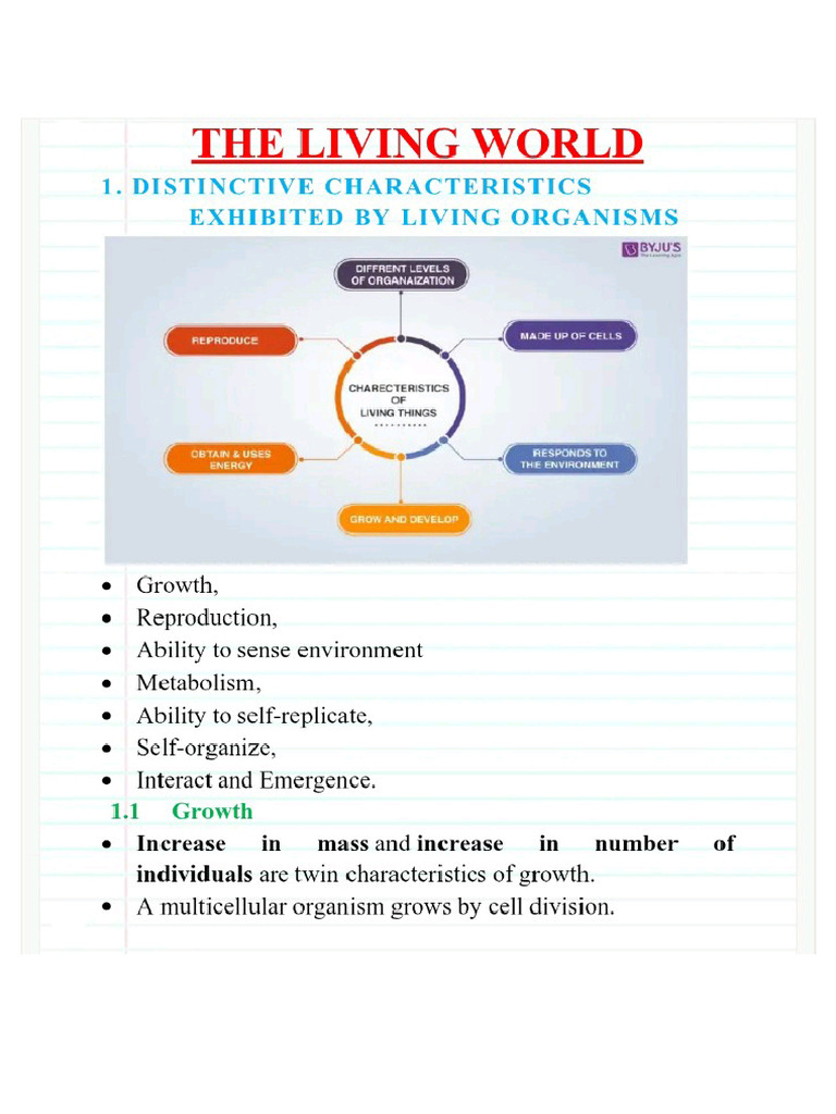 Botony Class 11 Living Organism Notes | PDF