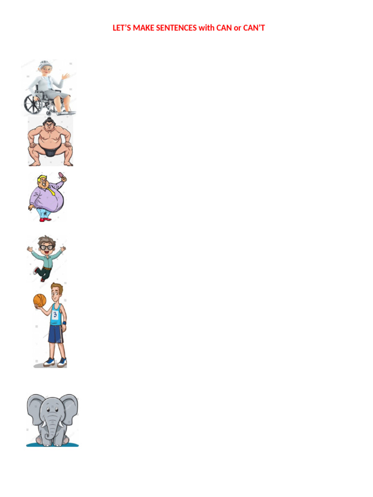 Make Sentences Can Cant and Adjectives Unit 3 | PDF