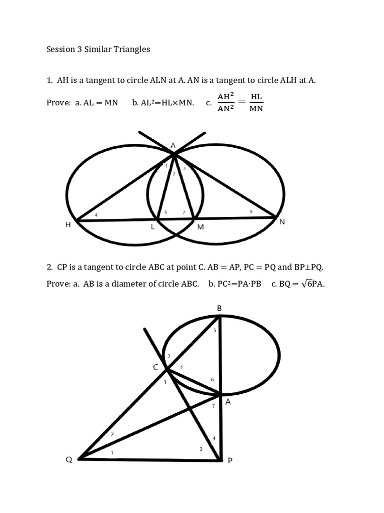 Worksheet 2 Session 3 Similar Triangles | PDF