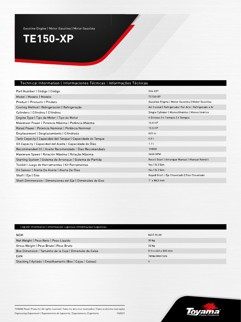 Ficha Ty 004-037 Te150-Xp DS M | PDF