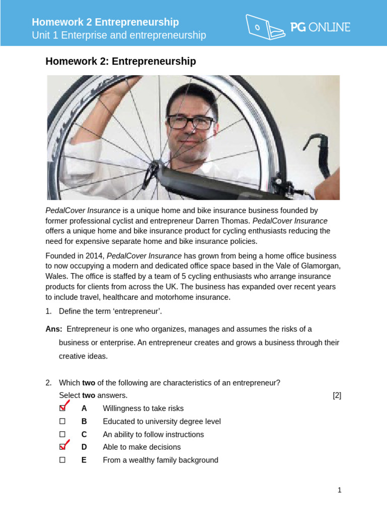 Business Homework 2 Entrepreneurship | PDF | Entrepreneurship | Startup ...