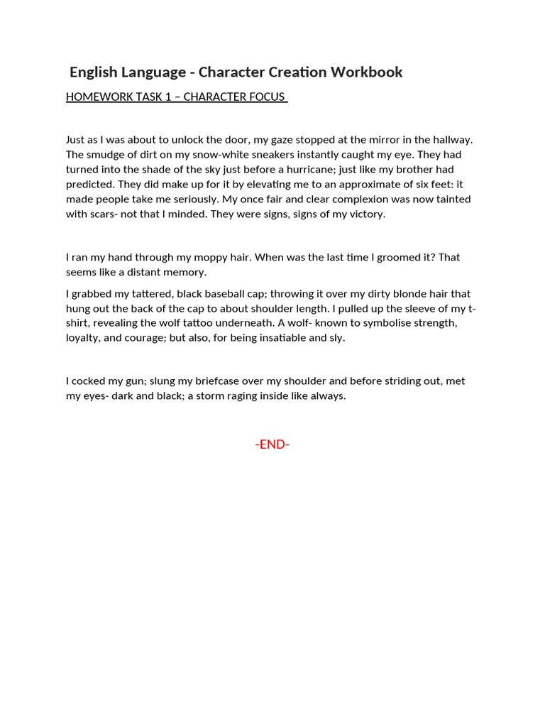 Character Creation Task 1 | PDF