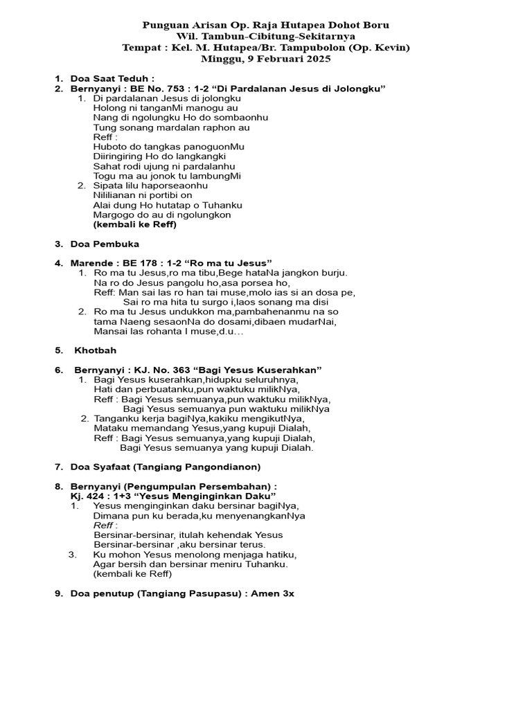 Tata Acara 10 Nov 2024 (Hutapea) | PDF