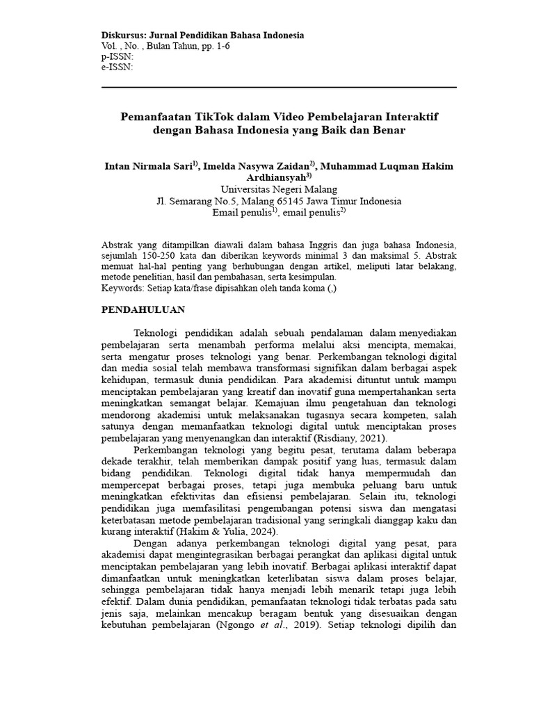 Pemanfaatan TikTok Dalam Video Pembelajaran Interaktif Dengan Bahasa ...