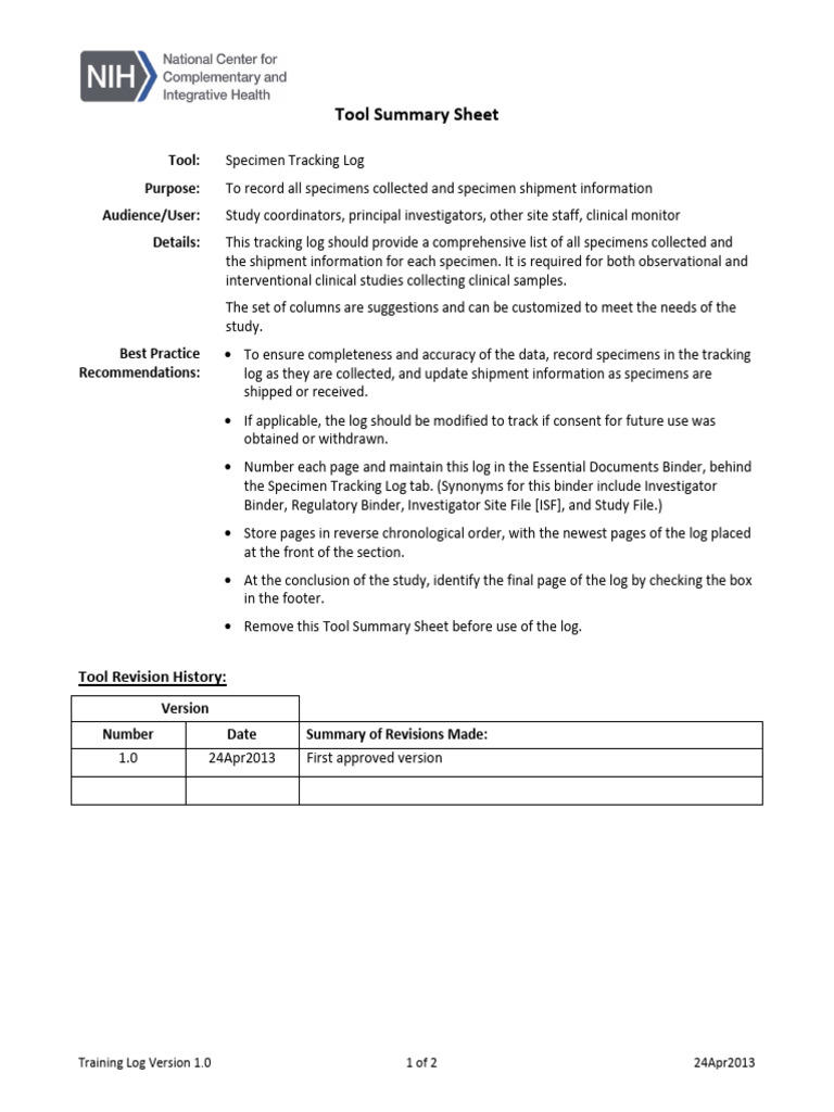 Specimen Tracking Log Ver1!07!17-2015 | PDF | Computing | Information ...
