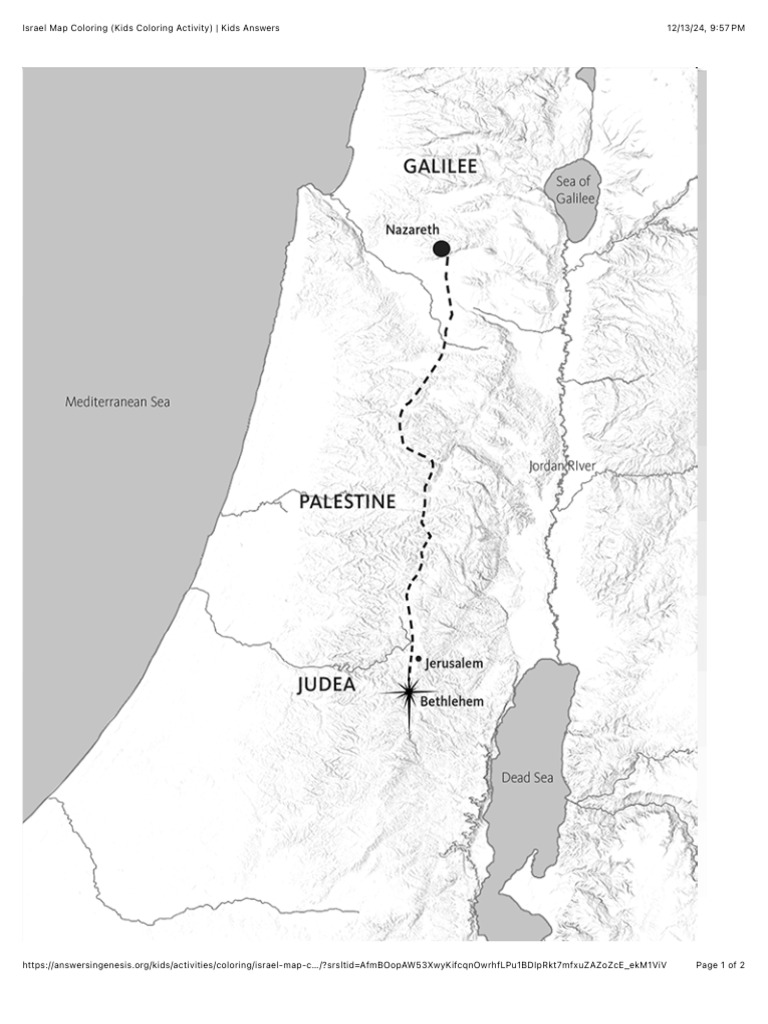 Israel Map Coloring (Kids Coloring Activity) - Kids Answers | PDF