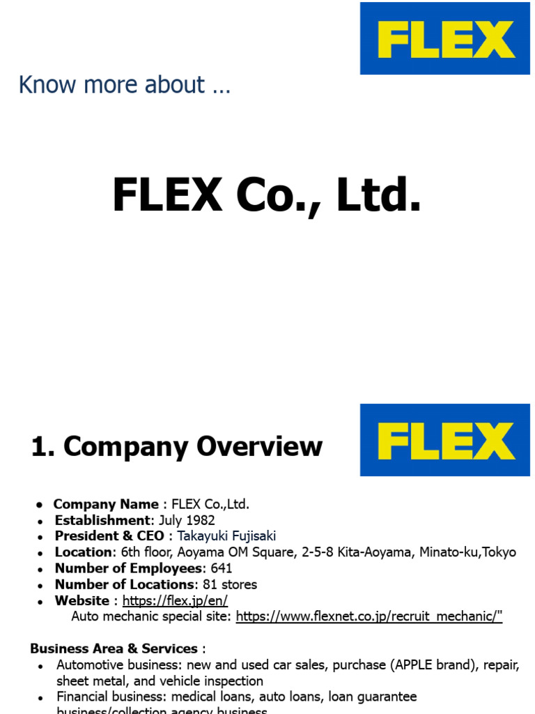 FLEX Co.,Ltd - Company Profile0418 | PDF | Auto Mechanic | Car