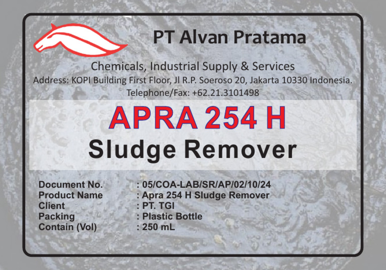 Label Sample Sludge Remover APRA 254 H | PDF