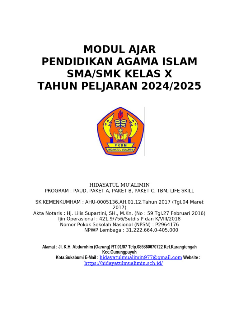 Modul Ajar Kels X | PDF