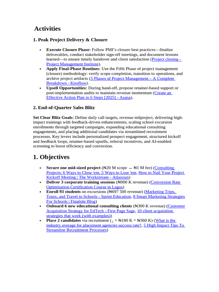 End of Quarter Sales Blitz | PDF | Project Management | Sales