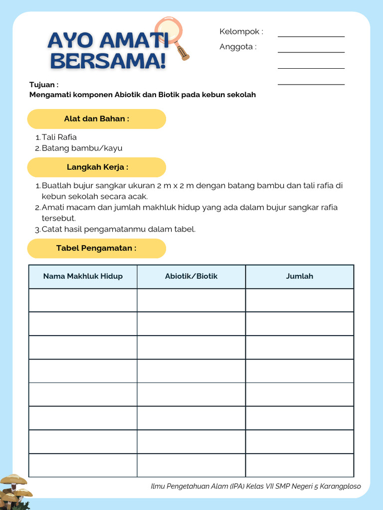 LKPD Pengamatan Komponen Abiotik Dan Biotik | PDF